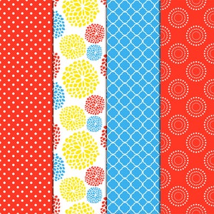 Yellow, Red and Blue Patterns, Primary Colors, Colorful, 20 Digital ...