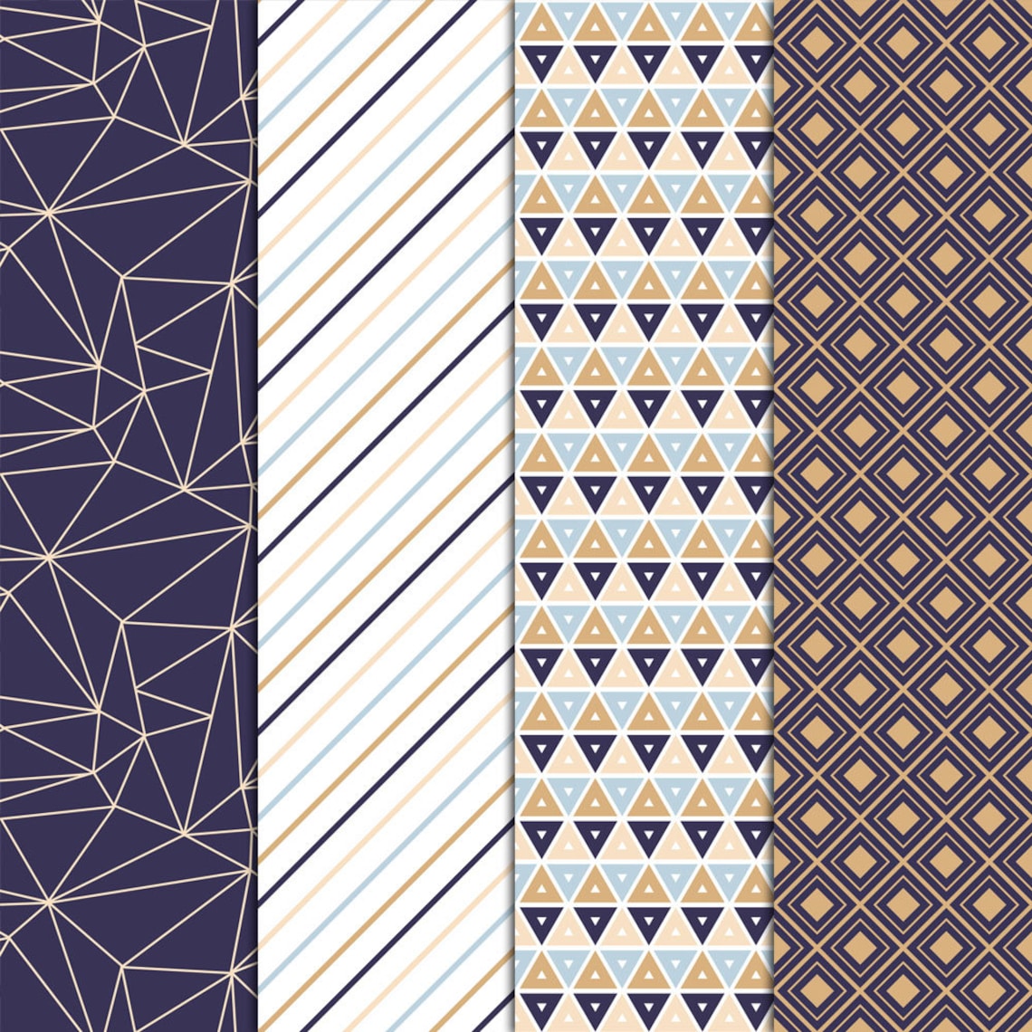 Blue and Beige Patterns 20 Digital Papers 12x12 - Etsy