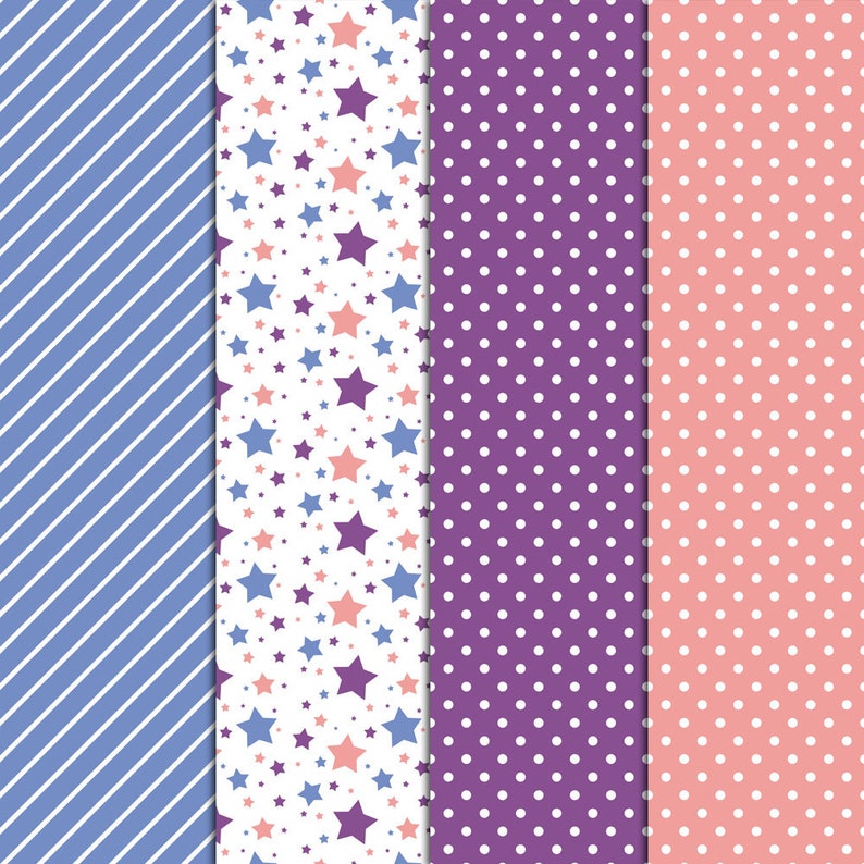 Stars Dots & Stripes Patterns 20 Digital Papers 12x12 - Etsy