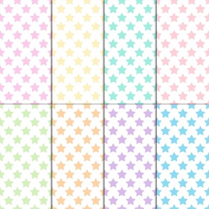 Pastel Hearts and Stars Patterns, 32 Digital Papers 12x12, Seamless ...