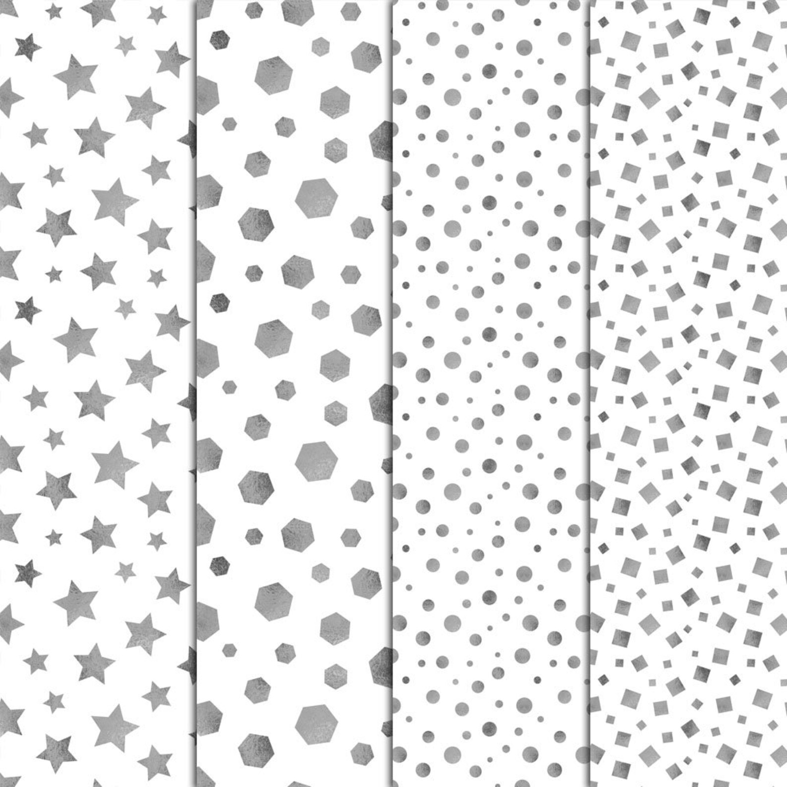 Silver Confetti Patterns 12 Digital Papers 12x12 Birthday - Etsy