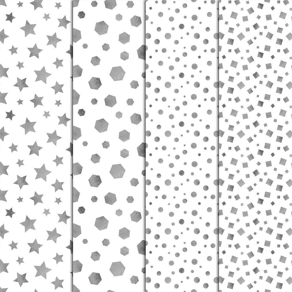 Silver Confetti Patterns 12 Digital Papers 12x12 Birthday | Etsy