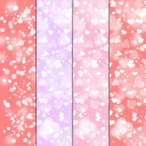 Romantic Bokeh Digital Papers, Scrapbooking, Hearts Bokeh Lights ...