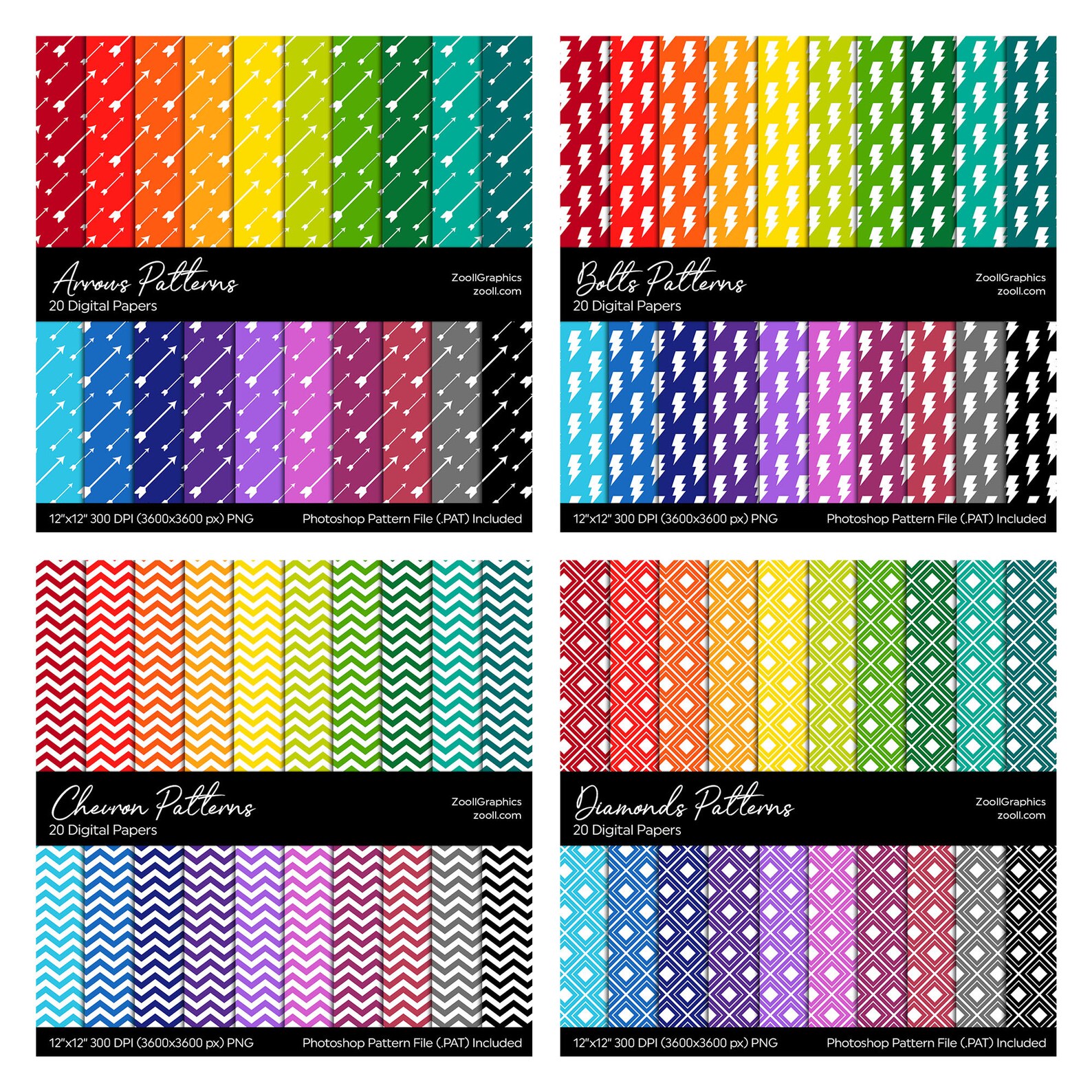 Rainbow Digital Papers BUNDLE Over 300 Digital Papers - Etsy