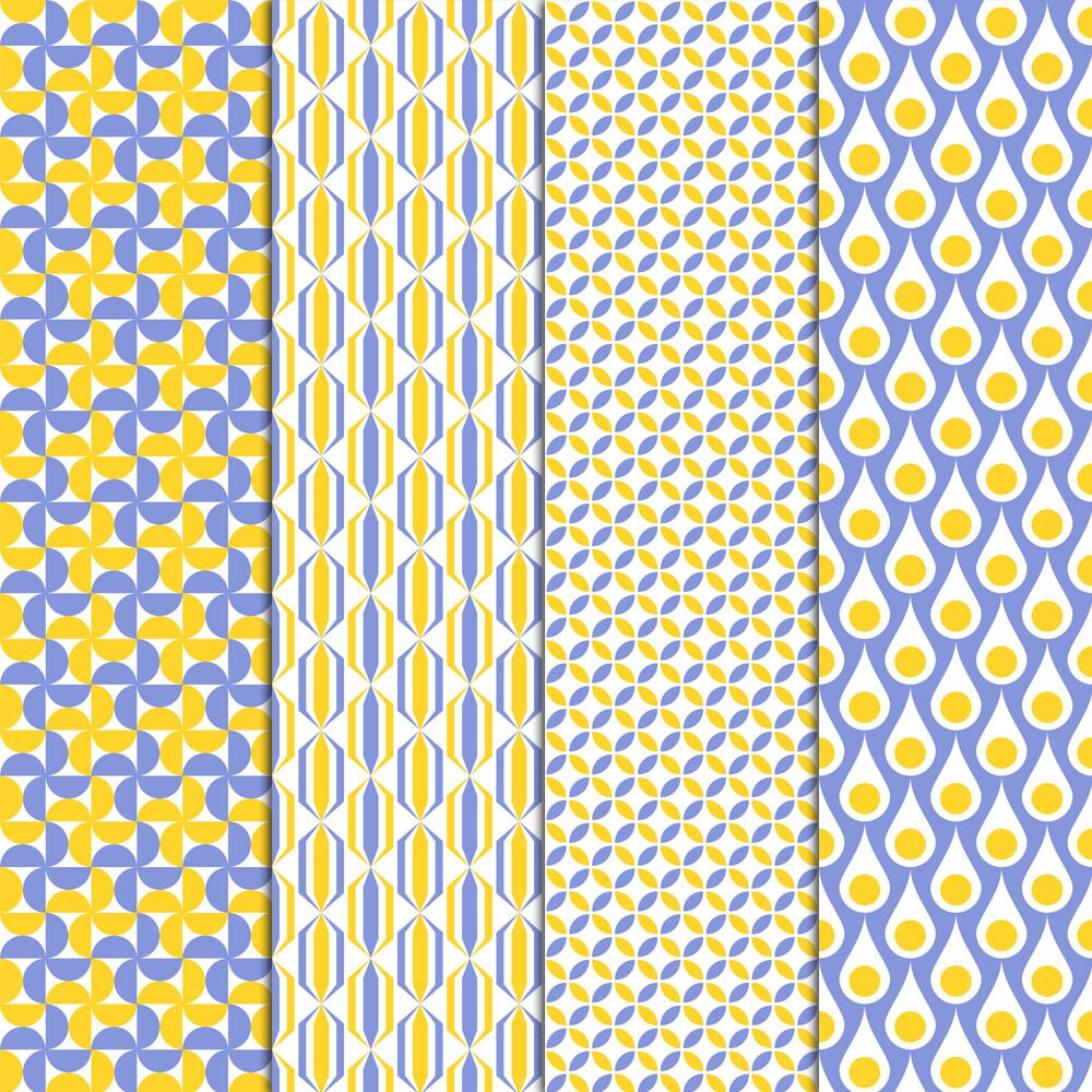 Blue And Yellow Retro Patterns 20 Digital Papers 12x12 | Etsy