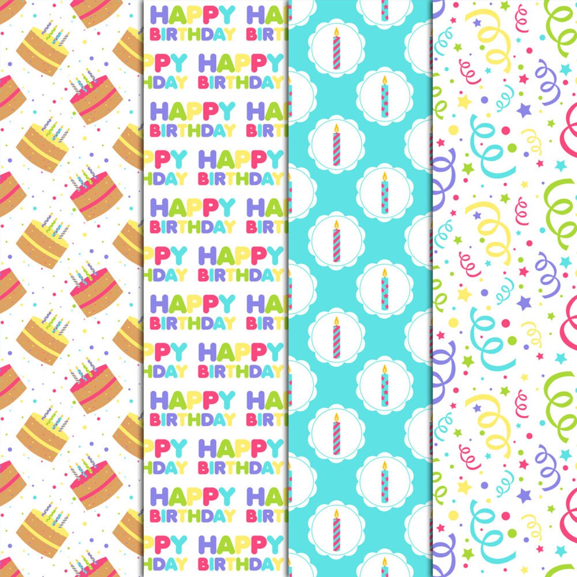 Happy Birthday Patterns 16 Digital Papers 12x12 - Etsy