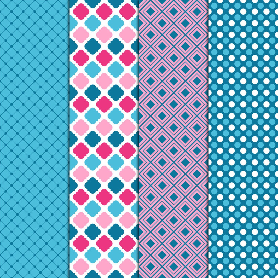 Pink and Blue Patterns 20 Digital Papers 12x12 Photoshop - Etsy