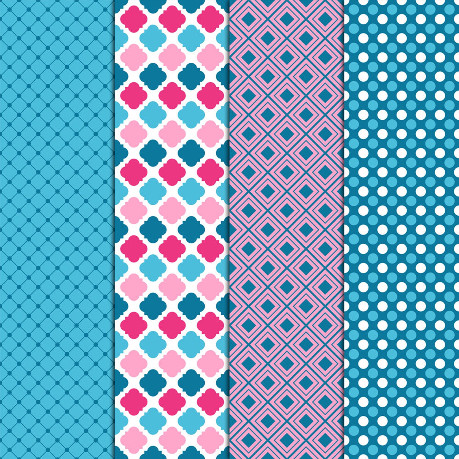 Pink and Blue Patterns 20 Digital Papers 12x12 Photoshop - Etsy