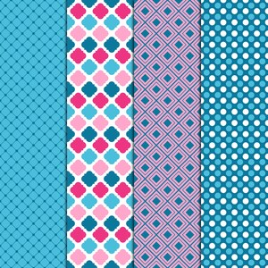 Pink and Blue Patterns, 20 Digital Papers (12“x12“), Pattern File PAT ...