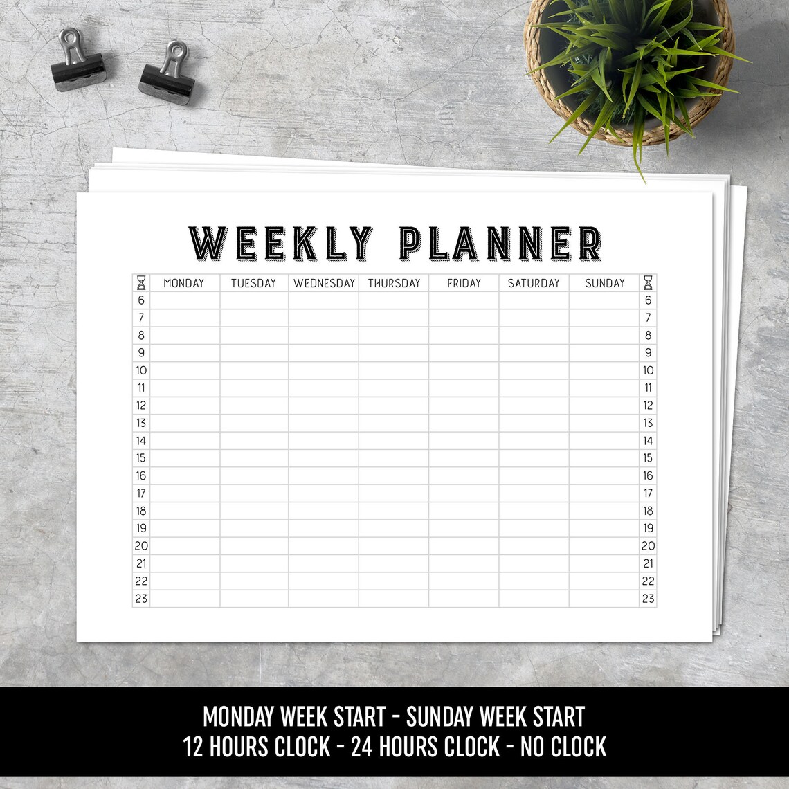 Weekly Planner A4 Printable Daily Planner By Hour Printable | Etsy