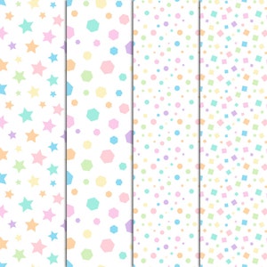 Pastel Confetti Patterns, 12 Digital Papers 12“x12“, Birthday Party ...