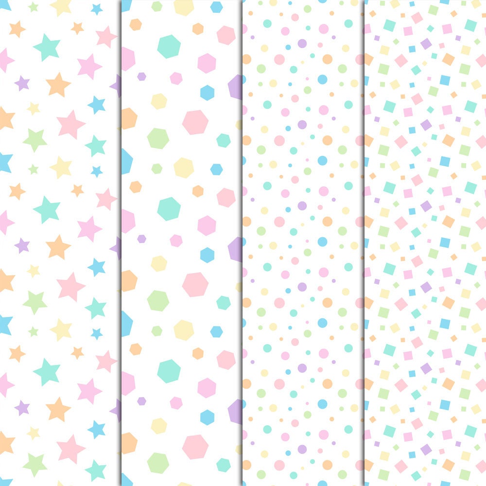 Pastel Confetti Patterns 12 Digital Papers 12x12 Birthday | Etsy