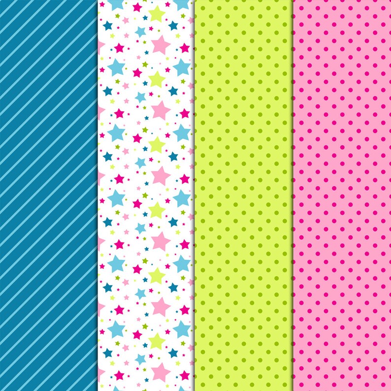 Stars Dots & Stripes Patterns 20 Digital Papers 12x12 - Etsy