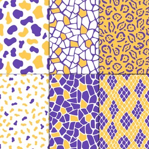 Yellow & Purple Animals Patterns, 18 Digital Papers (12“x12 ...