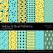 Yellow and Blue Patterns–geometric Modern, 12 Digital Papers (12“x12 ...