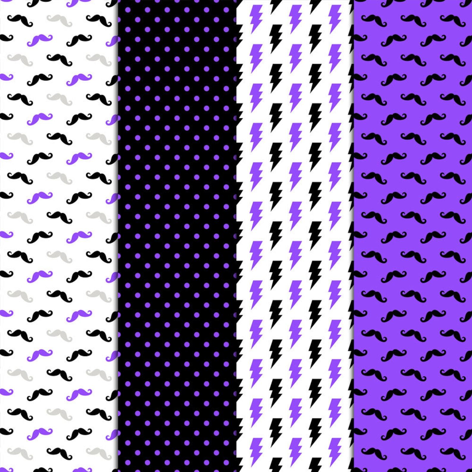 Black Purple & Gray Hipster Patterns 20 Digital Papers - Etsy