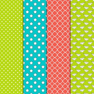 Coral, Green & Turquoise Patterns, 20 Digital Papers (12“x12 ...