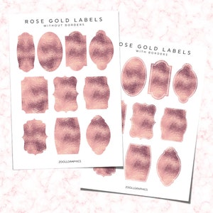 Rose Gold Labels With and Without Borders, Rose Gold Foil Printable ...