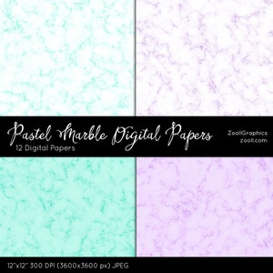 Pastel Marble Digital Papers, Marble Background, Pastel Colors ...