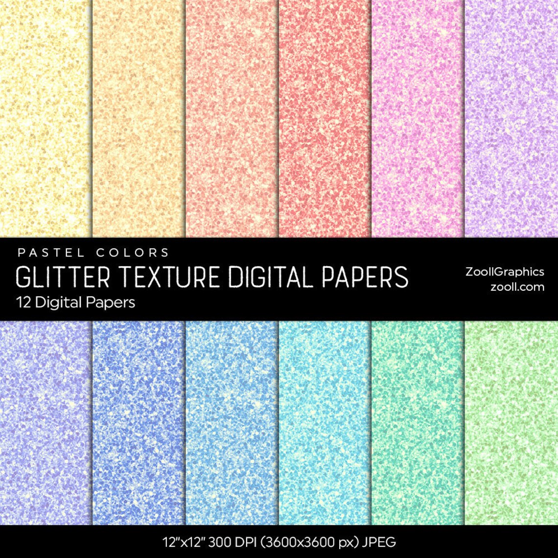 Glitter Texture Digital Papers Pastel Colors Scrapbooking | Etsy
