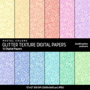 Glitter Texture Digital Papers – Pastel Colors, Scrapbooking Papers ...