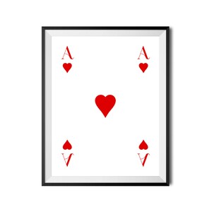 Ace of Hearts Print, Playing Card Poster, Inspirational Printable Wall ...