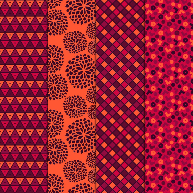 Purple Pink and Orange Patterns 20 Digital Papers - Etsy