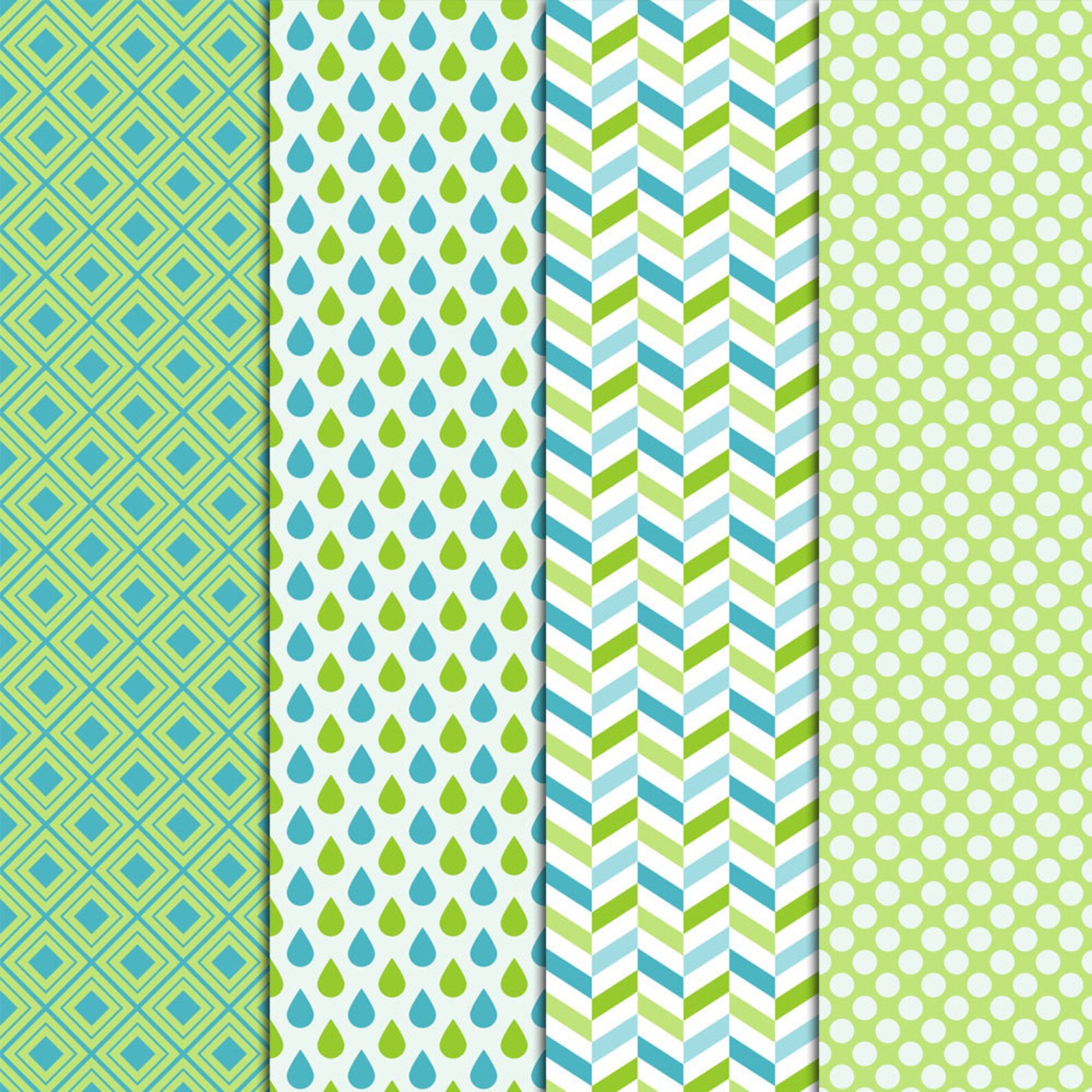Blue and Green Patterns 20 Digital Papers 12x12 Photoshop | Etsy