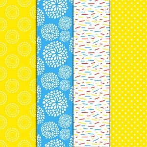 Yellow, Red and Blue Patterns, Primary Colors, Colorful, 20 Digital ...