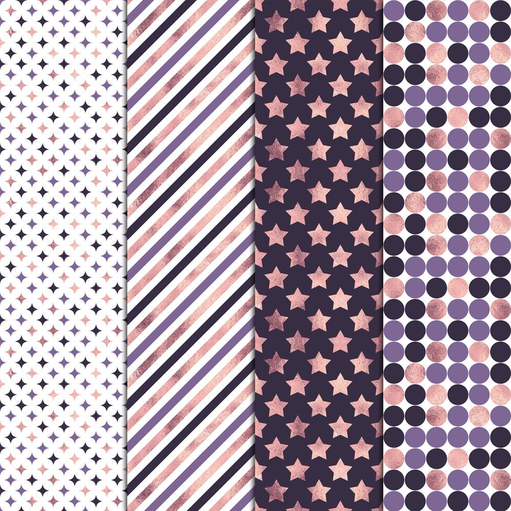Lavender & Rose Gold Patterns 20 Digital Papers 12x12 PAT | Etsy
