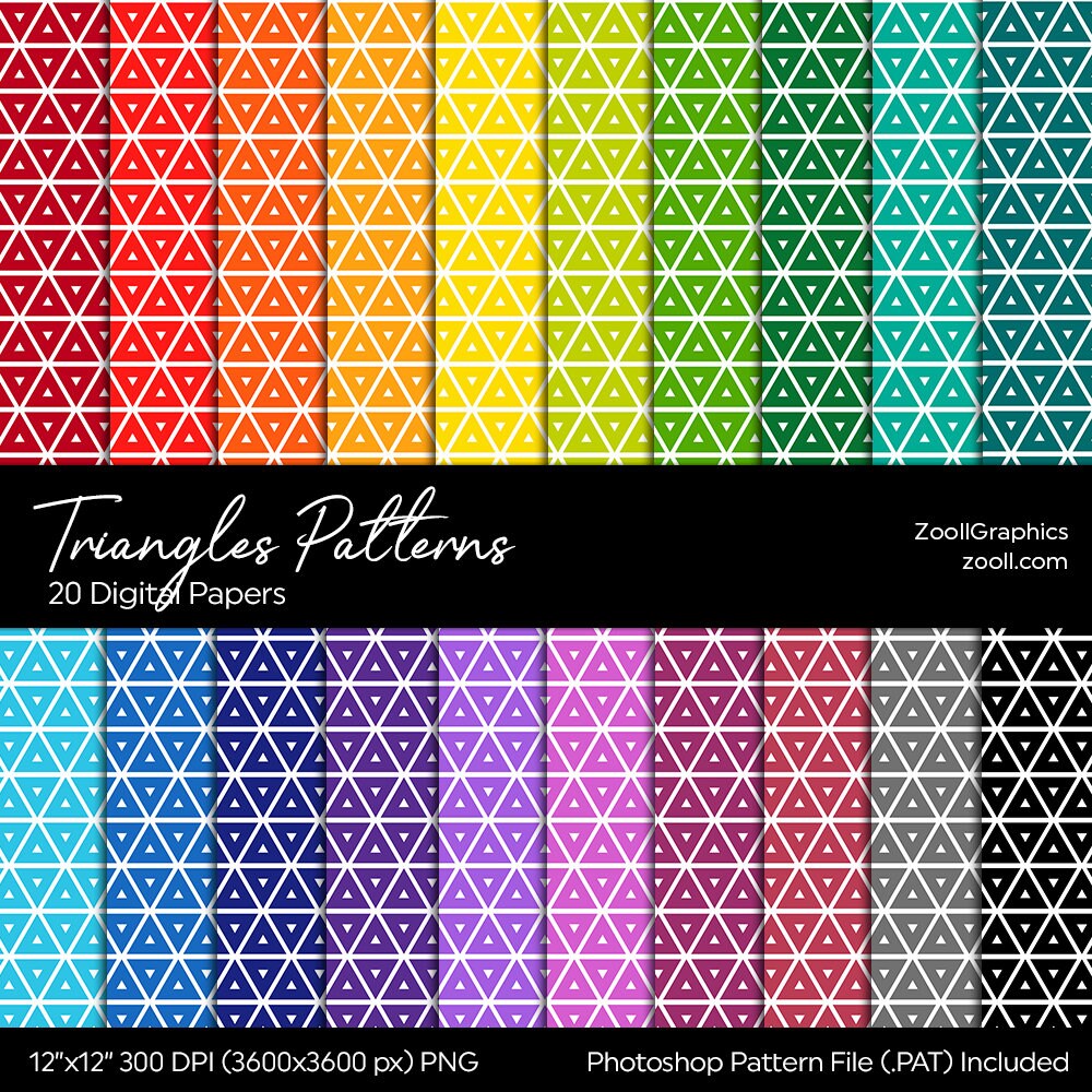 Triangles Patterns 20 Digital Papers 12x12 Photoshop PAT - Etsy