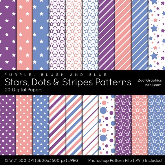 Stars Dots & Stripes Patterns 20 Digital Papers 12x12 - Etsy