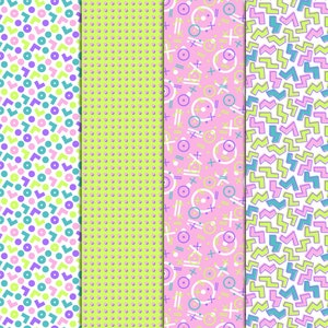 80's Retro Light Patterns, 80's/90's Patterns, 16 Digital Papers 12"x12 ...