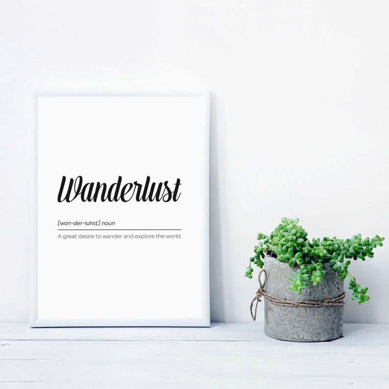 Wanderlust Printable Art Wanderlust Definition Travel Print | Etsy