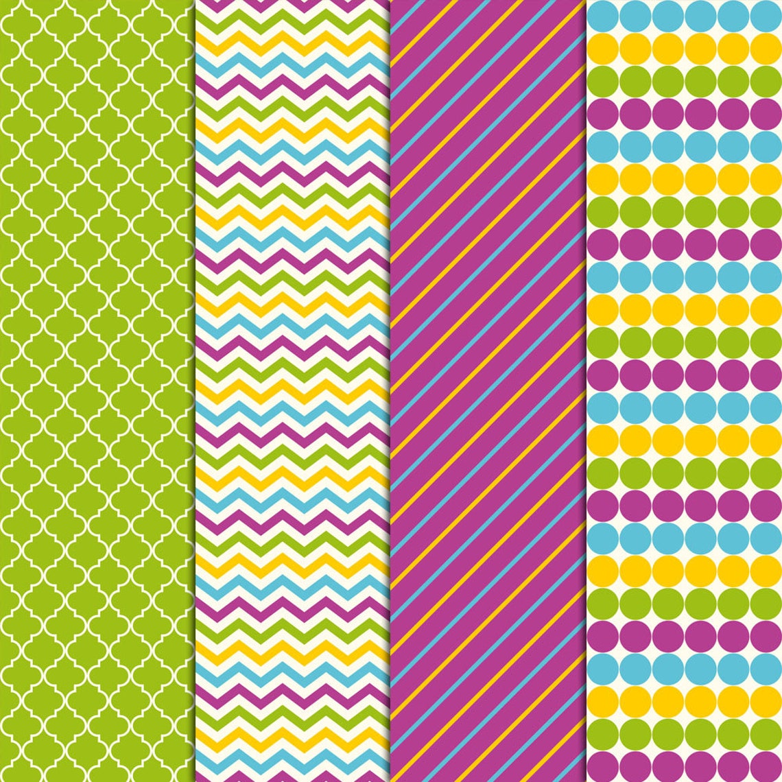 Fun and Bright Colors Patterns 20 Digital Papers 12x12 | Etsy
