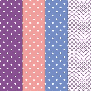 Stars, Dots & Stripes Patterns, 20 Digital Papers (12“x12“), Photoshop ...