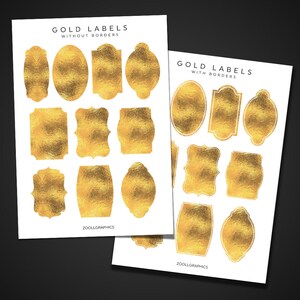 Gold Labels With and Without Borders, Gold Foil Printable Tags, 20 Png ...