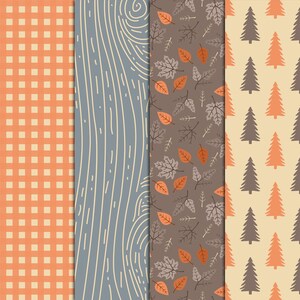 Forest Digital Papers – Orange, Brown & Blue, Autumn, Background Paper ...