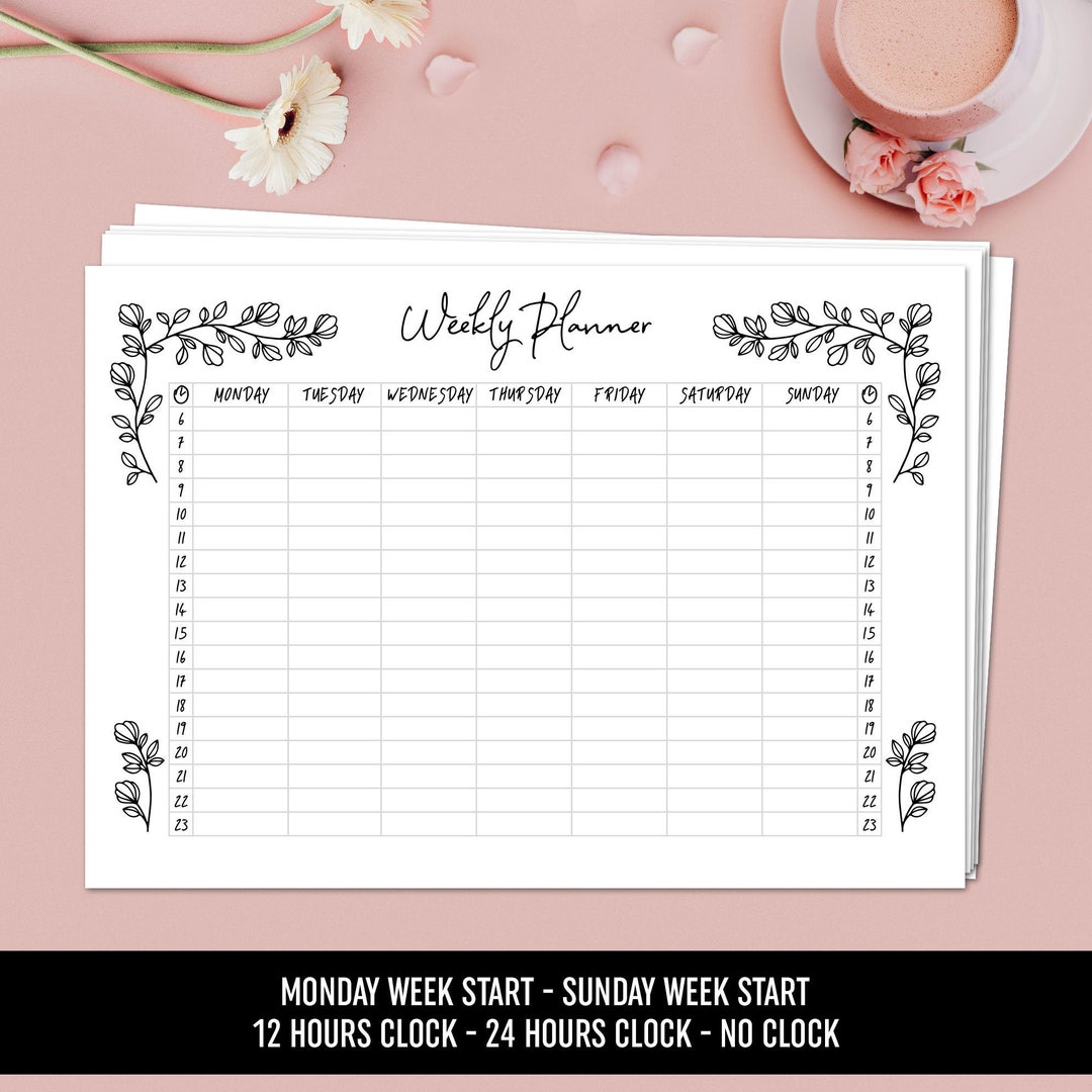 Weekly Planner A4 Printable, Daily Planner by Hour, Printable Planner ...
