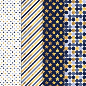 Blue & Gold Patterns, 20 Digital Papers 12“x12“, Photoshop Pattern File ...