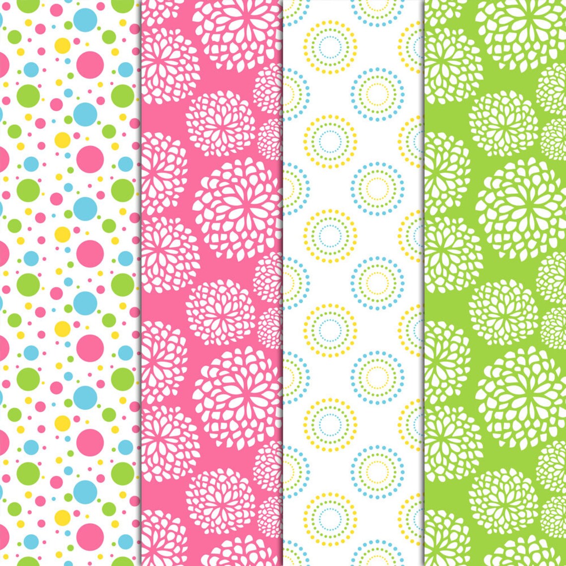 Colorful Spring Patterns 20 Digital Papers 12x12 | Etsy