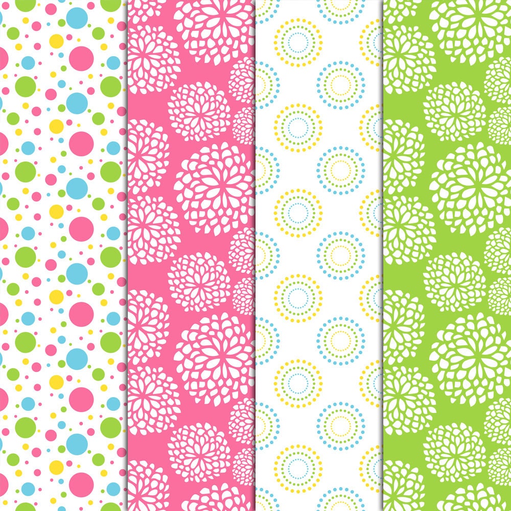 Colorful Spring Patterns 20 Digital Papers 12x12 | Etsy