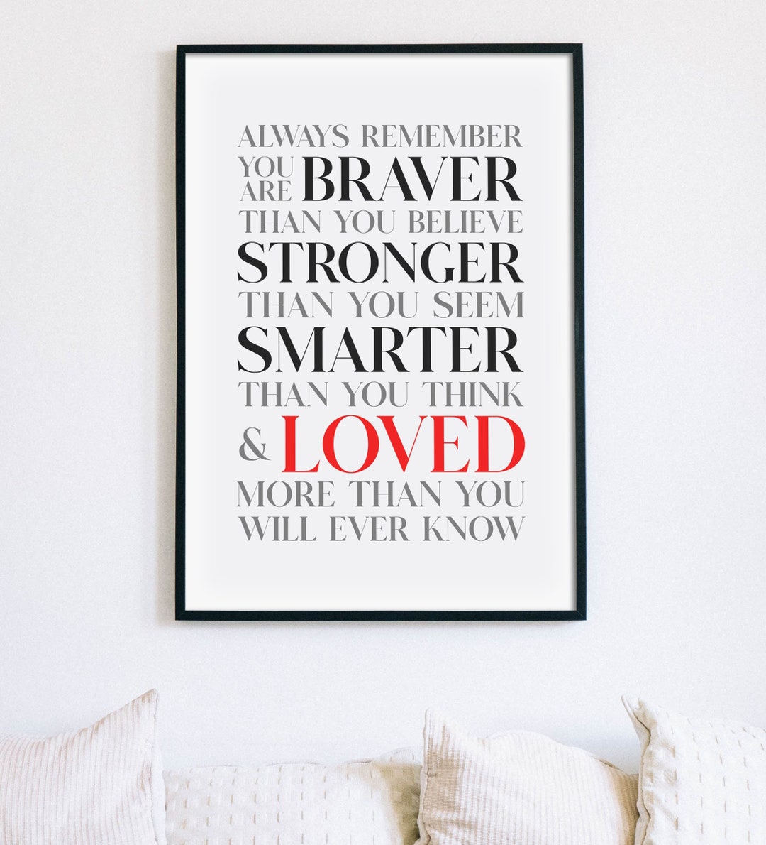 Always Remember You Are Braver Print, Inspirational Poster, Positive ...