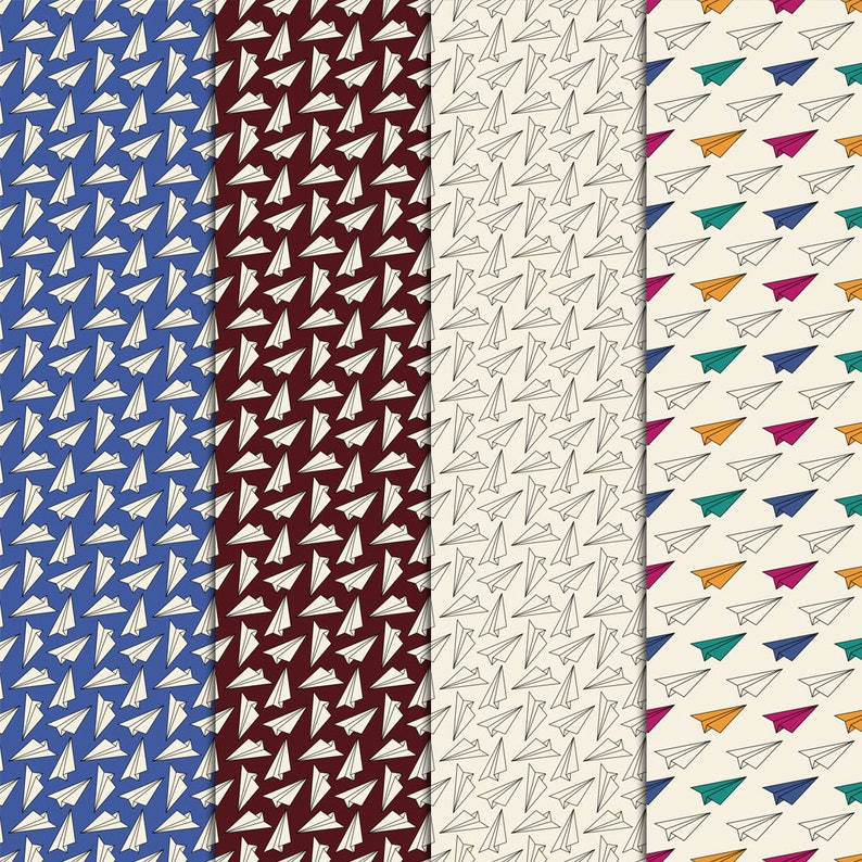 Paper Airplanes Patterns Boho Colors 20 Digital Papers - Etsy
