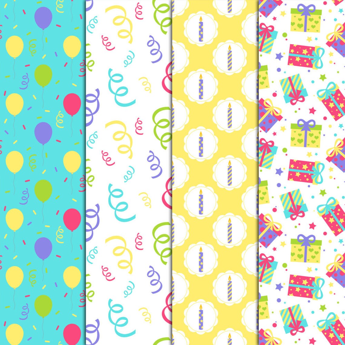 Happy Birthday Patterns 16 Digital Papers 12x12 - Etsy