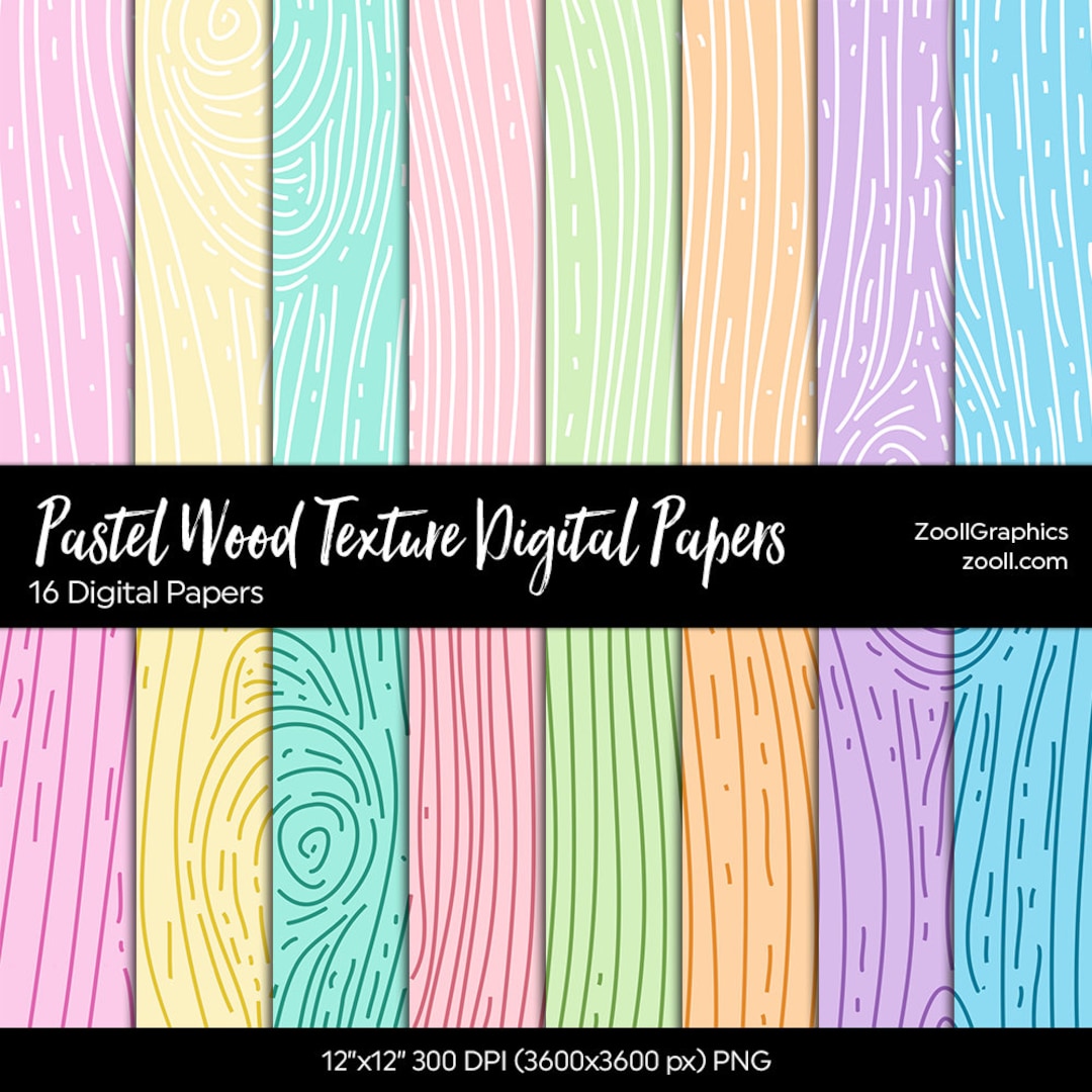 Pastel Wood Texture Digital Papers, 16 Digital Papers 12“x12“, Tree ...