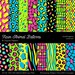 Neon Digital Papers BUNDLE, Digital Papers 12x12, PAT File Included ...