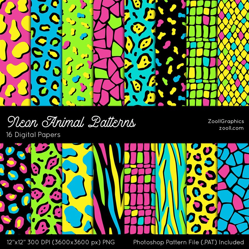Neon Digital Papers BUNDLE Digital Papers 12x12 PAT File - Etsy