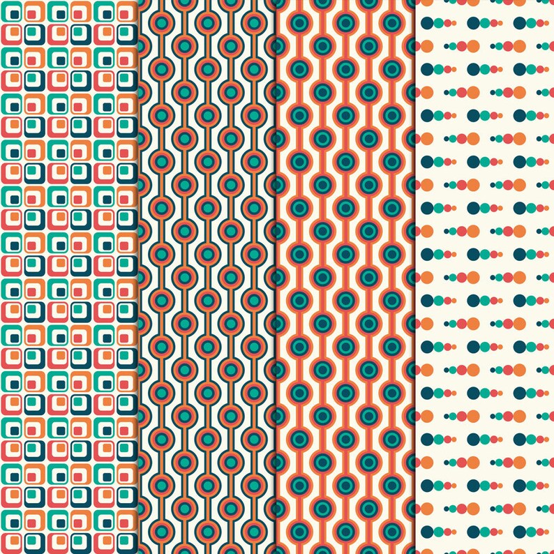 Retro Patterns 60's/70's Patterns 20 Digital Papers - Etsy
