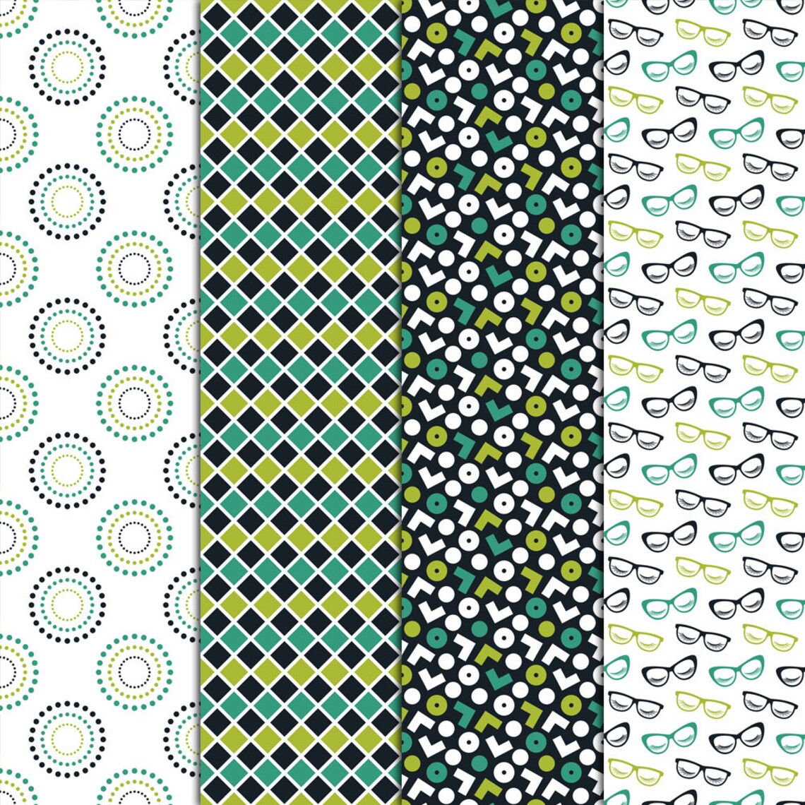 Green Hipster Patterns 20 Digital Papers 12x12 Photoshop - Etsy